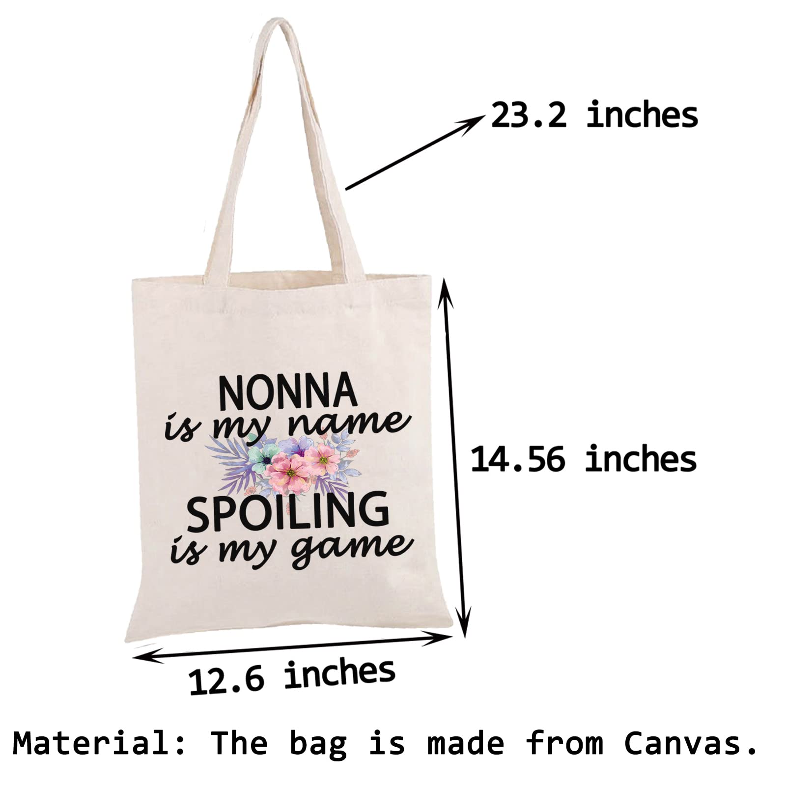 PWHAOO Grandma Nonna Gift Nonna Is My Name Spoiling Is My Game Tote Bag Canvas Best Nonna Ever Shopping Bag (spoiling Nonna Tote)