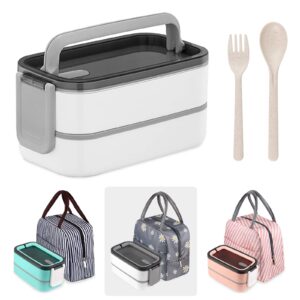 adult bento box lunch box large, bento box japanese lunch box kit with bag & utensils, food picks for bento box containers, stackable bento box for adults, microwave bento boxes bpa-free food safe