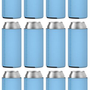 TahoeBay Slim Can Coolers (12-Pack) Blank Neoprene Beer Sleeves (Placid Blue)