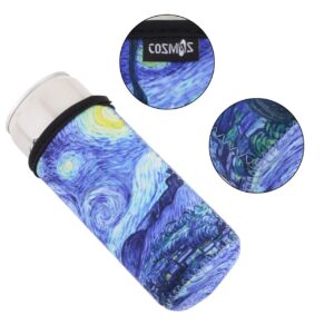 CM Soft Neoprene Slim Can Sleeves Insulators Slim Can Covers with Van Gogh Painting The Starry Night Sunflowers Painting Pattern for 12 Fluid Ounce Energy Drink & Beer Cans