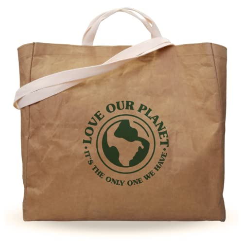 EARTHGRADE Reusable Grocery Shopping Bag – Sustainable & Eco Friendly Washable Paper Totes with Cotton Canvas Handles & Durable Seams