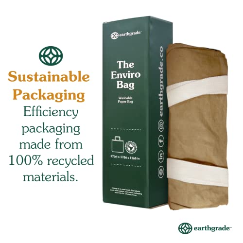 EARTHGRADE Reusable Grocery Shopping Bag – Sustainable & Eco Friendly Washable Paper Totes with Cotton Canvas Handles & Durable Seams