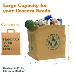 EARTHGRADE Reusable Grocery Shopping Bag – Sustainable & Eco Friendly Washable Paper Totes with Cotton Canvas Handles & Durable Seams