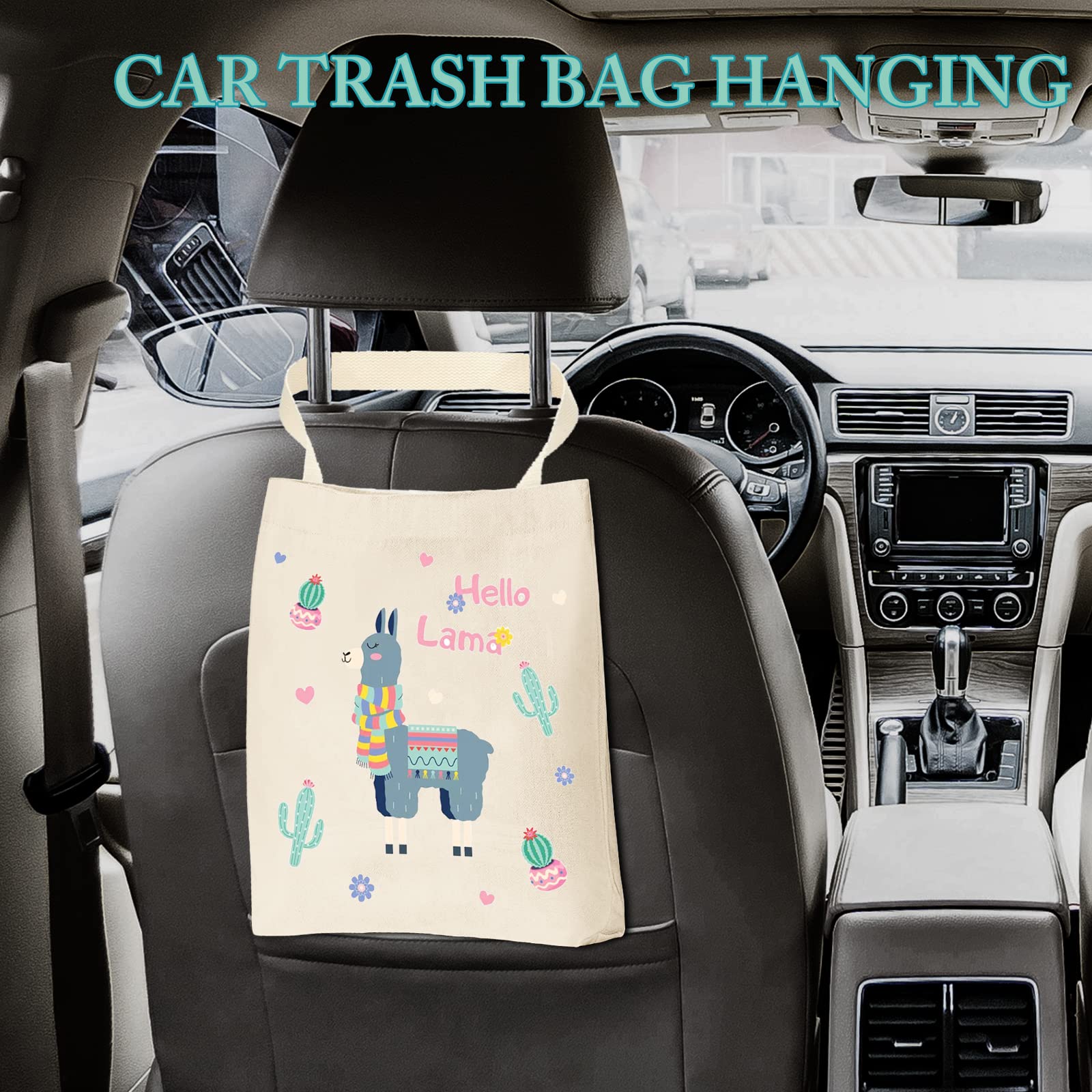 MANOPAWS Llama Canvas Tote Bags Cute Aesthetic Car Trash Bag,Alpaca Car Back Seat Organizer|Car Trash Can for Vehicle, Travelling, Camping/Cute Funny Birthday Gift for Alpaca Lovers