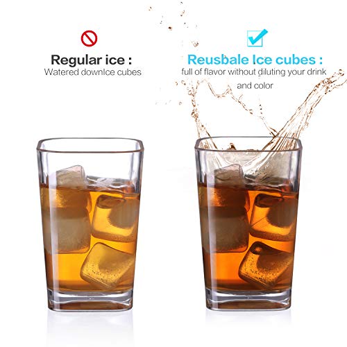 VOJP Reusable Ice Cubes Plastic Whiskey Stones to Keep your Drinks such as Lemon Wine Cold Longer Good for Party and Wedding Filled with Pure Water Comes in White Clear Color (60 Packs)