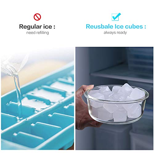 VOJP Reusable Ice Cubes Plastic Whiskey Stones to Keep your Drinks such as Lemon Wine Cold Longer Good for Party and Wedding Filled with Pure Water Comes in White Clear Color (60 Packs)