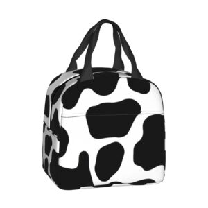 Black And White Cow Print Bags Reusable Snack Bag Food Container For Boys Girls Men Women School Work Travel Picnic Waterproof Outdoors Game Handbags For Adults