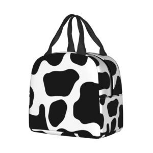 Black And White Cow Print Bags Reusable Snack Bag Food Container For Boys Girls Men Women School Work Travel Picnic Waterproof Outdoors Game Handbags For Adults