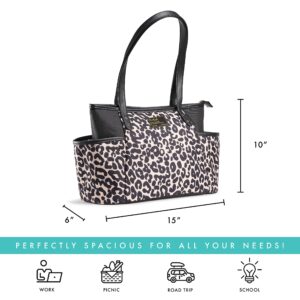 Fit & Fresh Navarto Adult Insulated Lunch Bag with Side Pouches & Carry Handles, Complete Lunch Kit Includes Matching Tumbler & Container, Feline Fine