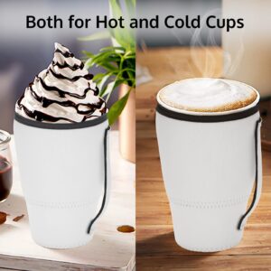 OFFNOVA 9 Pack Sublimation Blank Coffee Sleeve, Reusable 3-size Neoprene Sleeves with Handle, 16-32oz cover for Starbucks Coffee, McDonalds, Dunkin Donuts, More