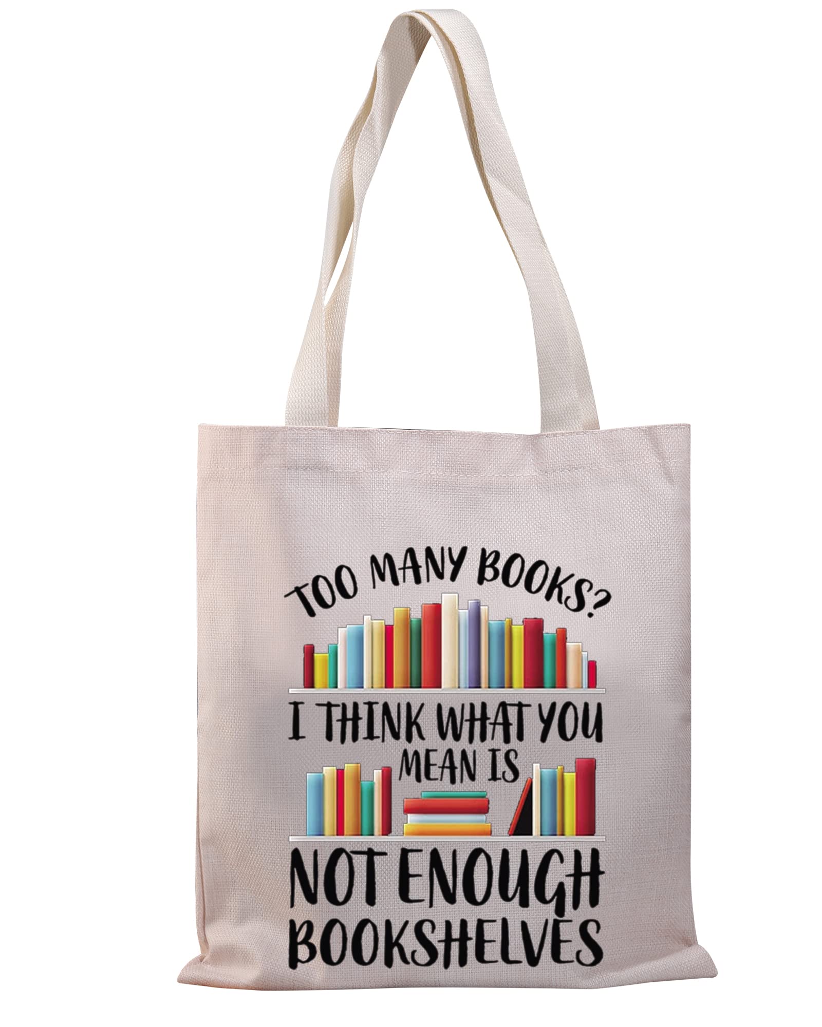 BDPWSS Book Lover Tote Bag For Women Bookworm Librarian Gift Book Club Reading Lover Reusable Shoulder Bag Funny Library Gift (Too many books TG)