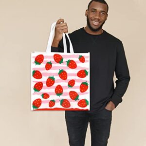 WorldBazaar Strawberry Shopping Bags Reusable Grocery Bags 8 PCS Groceries Handle Bags