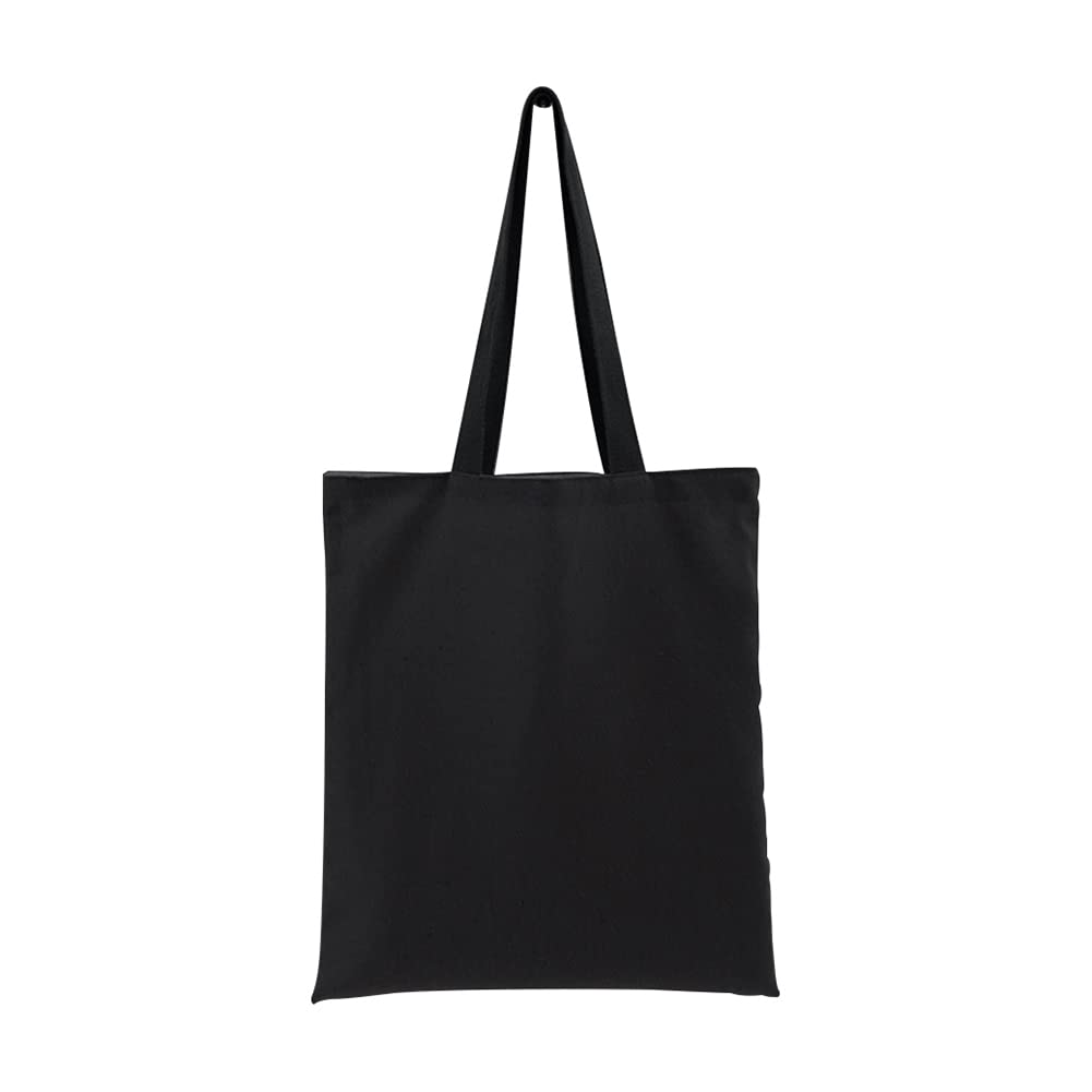 Hooshing Canvas Tote Bag Black 100% Cotton with Zipper and Inside Pocket Reusable Shoulder Bag for Shopping Travel Work School