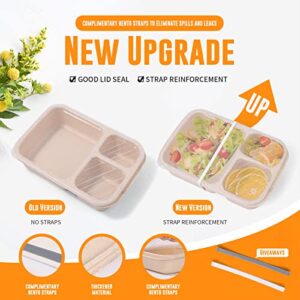 Mcostar Bento Lunch Box, 4 Pack Lunch Box for Kids, 3-Compartment Meal Prep Containers Reusable, Durable BPA Free Wheat Straw Food Storage Bento Boxes Suitable for Schools, Companies,Work and Travel