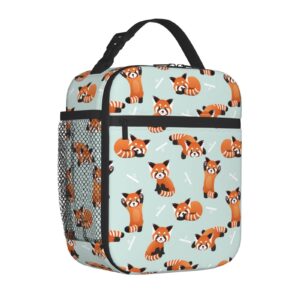 tiehrpr cute red panda reusable insulated lunch box cooler tote bag unisex handle lunchbox for office/hiking/camping/picnic/beach