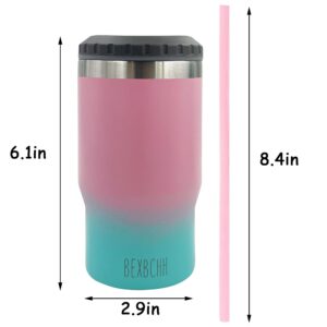 Bexbchh 4-in-1 Slim Can Cooler for 12oz Cans and Beer Bottles,Stainless Steel Double-Wall Insulated Beer Cooler,Universal Beverage Can Holder Keep Drinks Cold,Can Coozie Insulated for Beer, Soda