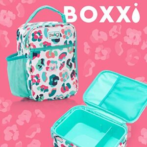 Swig Life Boxxi Lunch Box, Insulated Lunch Box for Women with Water Bottle Holder Side Pocket, Adjustable Meal Divider, Front Zipper Pocket, and Top Buckle Handle in Party Animal Print