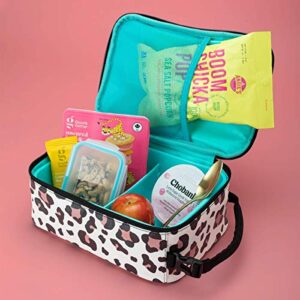 Swig Life Boxxi Lunch Box, Insulated Lunch Box for Women with Water Bottle Holder Side Pocket, Adjustable Meal Divider, Front Zipper Pocket, and Top Buckle Handle in Party Animal Print