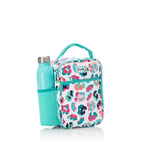 Swig Life Boxxi Lunch Box, Insulated Lunch Box for Women with Water Bottle Holder Side Pocket, Adjustable Meal Divider, Front Zipper Pocket, and Top Buckle Handle in Party Animal Print