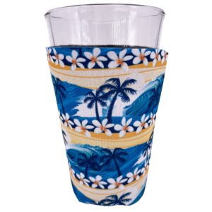 waves beach tropical pattern pint glass coolie