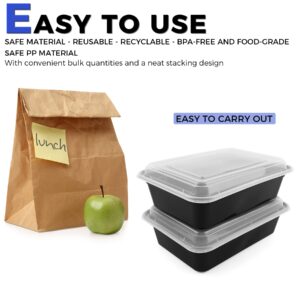 AUEAR, Meal Prep Containers 50 Pack 38 Oz - One Compartment Bento Box with Lids - BPA Free - Freezer/Microwave/Dishwasher Safe