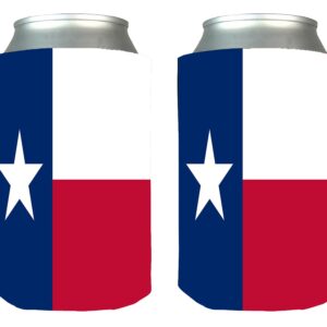 Texas Flag Collapsible Beer Can Bottle Beverage Cooler Sleeves 2 Pack Gift Set