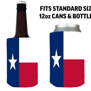 Texas Flag Collapsible Beer Can Bottle Beverage Cooler Sleeves 2 Pack Gift Set