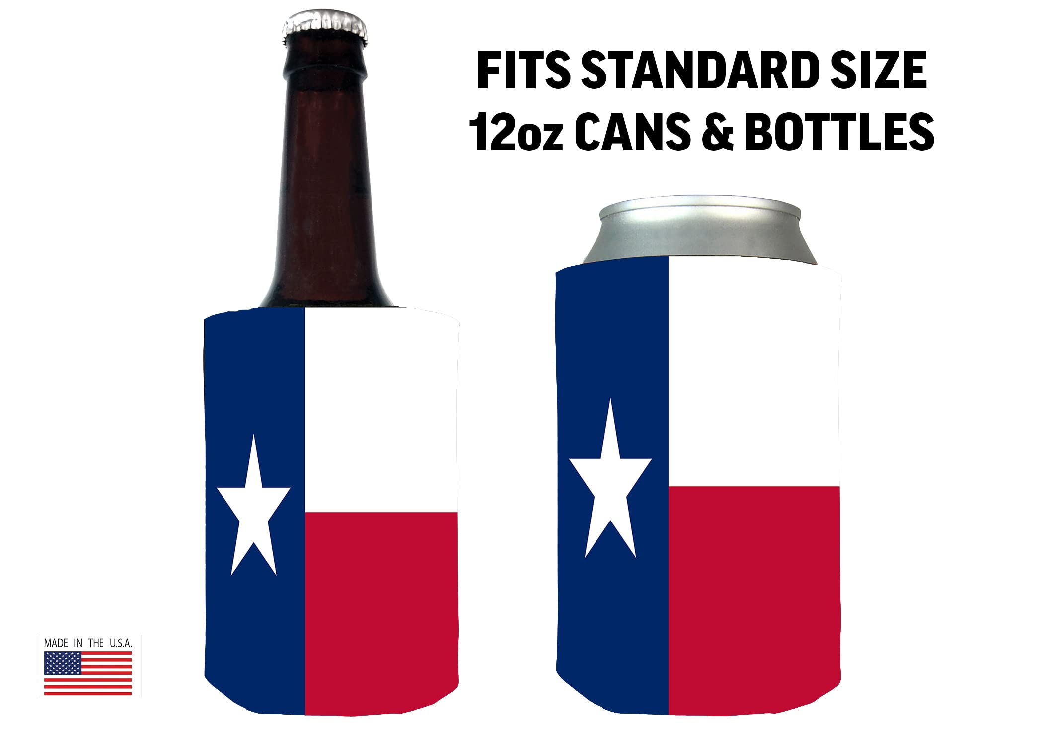 Texas Flag Collapsible Beer Can Bottle Beverage Cooler Sleeves 2 Pack Gift Set