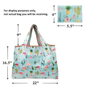 allydrew Large Foldable Tote Nylon Reusable Grocery Bags, 5 Pack, Carefree Paradise