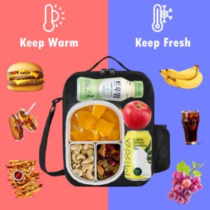 Insulated Lunch Box for Boys Girls, Reusable Football Lunch Bags, Waterproof Cooler Tote Bag with Adjustable Shoulder Strap and Water Bottle Holder