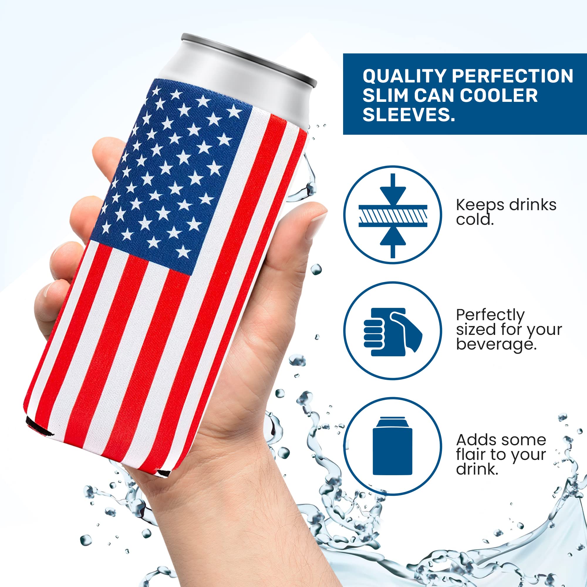 QualityPerfection Slim Can Coolers Sleeves (2 Pack) Insulated, Beer/Energy Drink Premium Neoprene 4mm Thickness Thermocoolers for 12 oz Skinny Beverage Can Covers (Camo Forest)