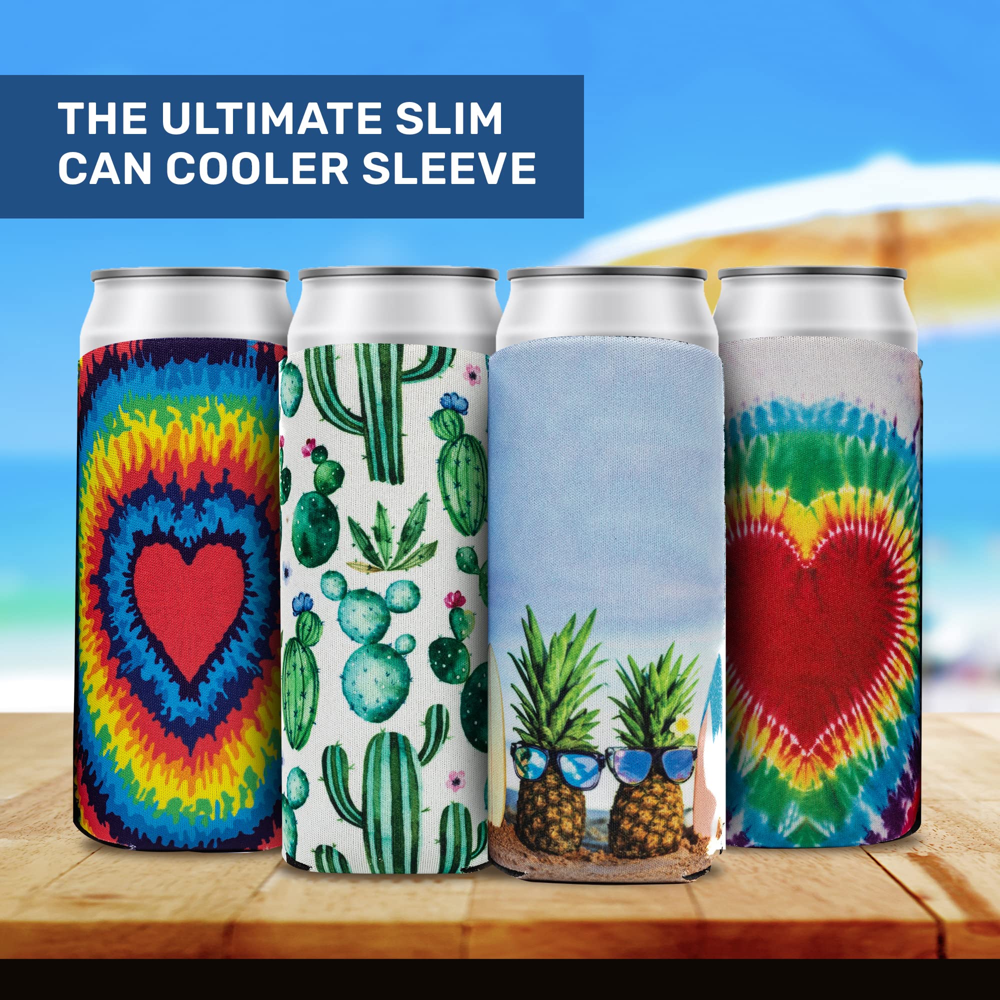 QualityPerfection Slim Can Coolers Sleeves (2 Pack) Insulated, Beer/Energy Drink Premium Neoprene 4mm Thickness Thermocoolers for 12 oz Skinny Beverage Can Covers (Camo Forest)