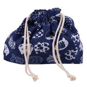 TOYANDONA Blue Cotton and Line Lunch Bag