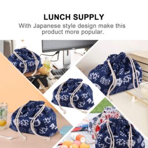 TOYANDONA Blue Cotton and Line Lunch Bag