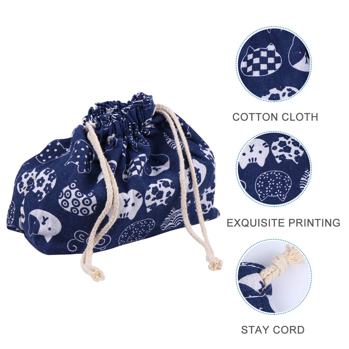 TOYANDONA Blue Cotton and Line Lunch Bag