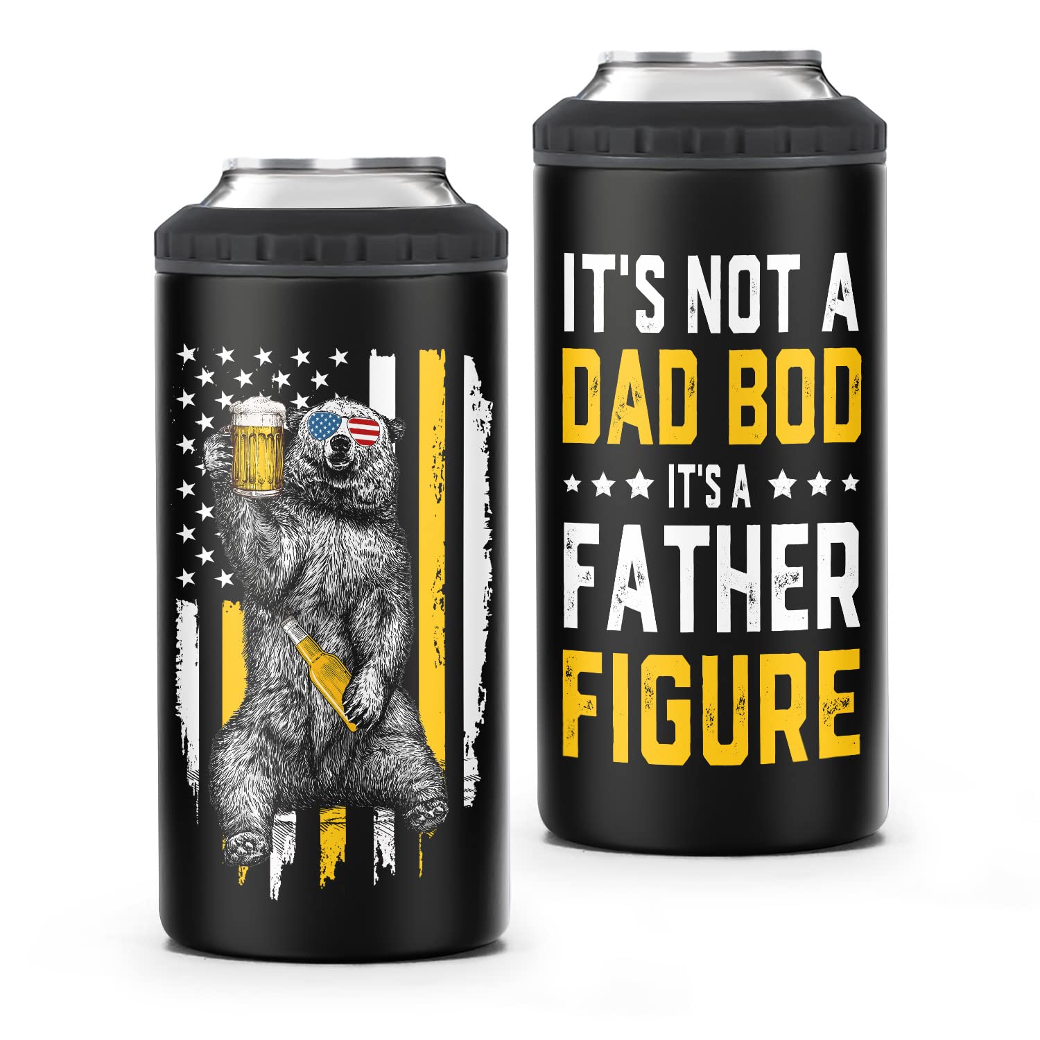 COUPLE FOX Father's Day Funny Gifts - Beer Gift For Men From Wife - Dad Bod Beer Can Cooler - Skinny Can Coozie for 12Oz Cans - Great Gift For Dad on Birthday, Christmas