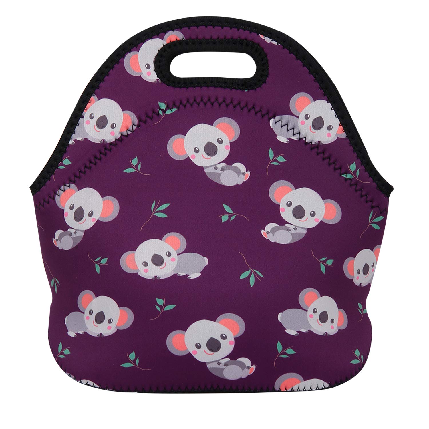 Violet Mist Womens Cute Reusable Neoprene Lunch Bag Insulated Lunch Box Koala Animal Cartoon Thermal lunch bags Bag Waterproof Food Handbags Koala Meal Prep Travel Work Gifts for Women Men Lady Adult