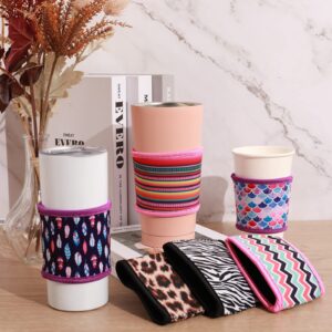 6 Pieces Hot Cup Sleeves Reusable Neoprene Cup Insulator Sleeve Washable Insulated Coffee Sleeve Heat Resistant Insulated Coffee Sleeve Cup Holders for Coffee Tea Hot Cold Beverage