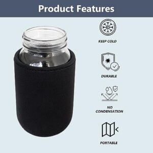 Xumbtvs 32oz Wide Mouth Mason Jar Sleeve, 4 Pcs Insulated Cozy Neoprene Canning Cover fits 24oz and 32oz Regular Mouth Mason jars(Black, 32oz)