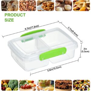 Greentainer 4 Pack Plastic Snack Containers for Kids Bento Boxs with 2 Compartments Travel Snack Container Sandwiches/Fruits/Candies Food Storage Containers BPA Free Dishwasher Safe