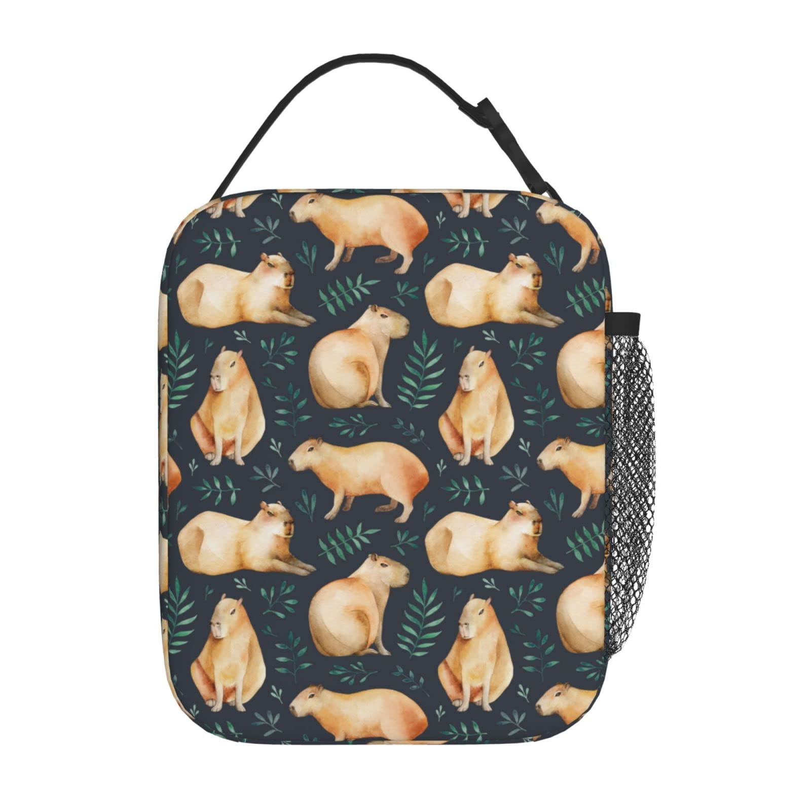 Yilad Capybaras Leaf Lunch Box Insulated Thermal Reusable Lunch Bag Cooler Totes For Men Work Office Picnic Hiking