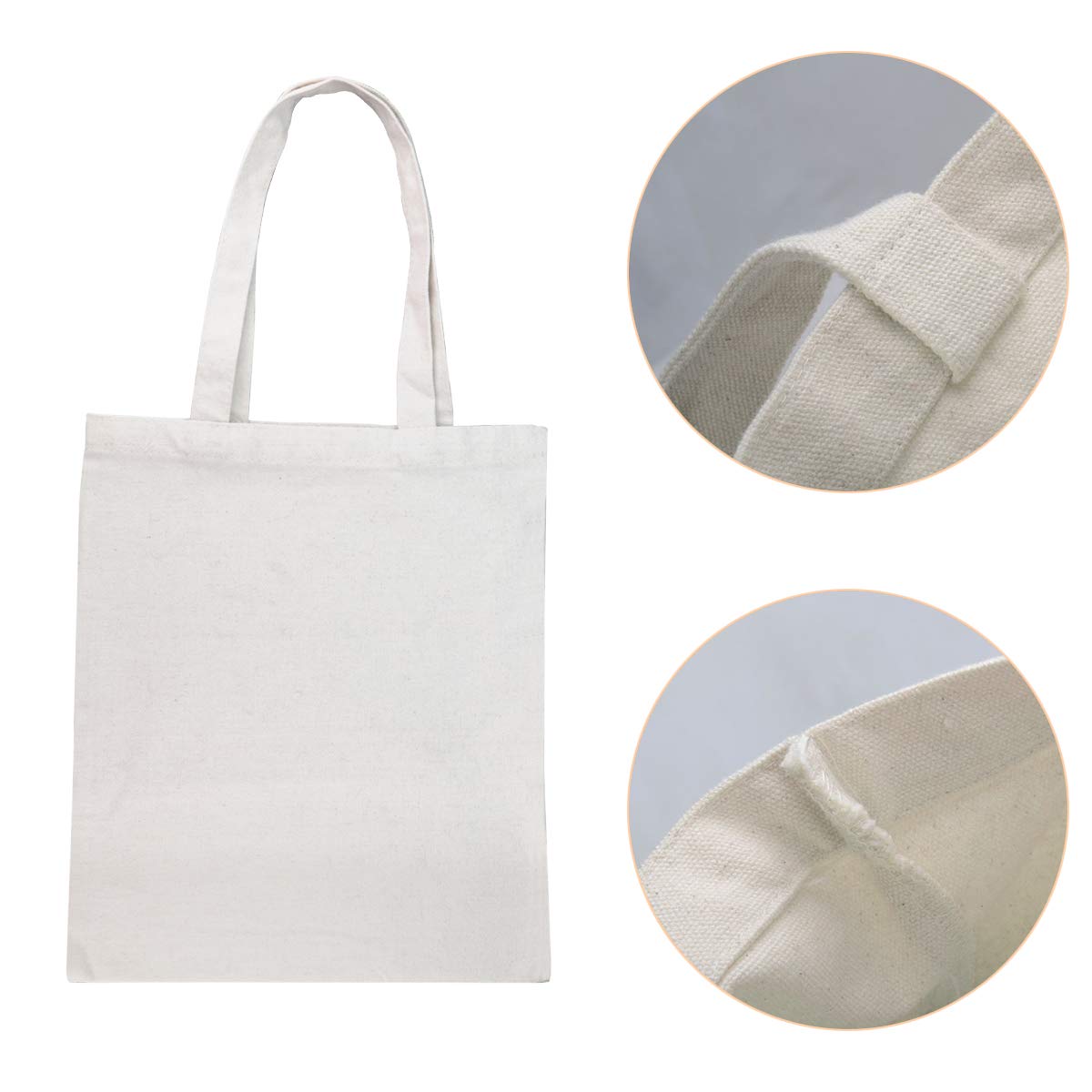 Faylapa 6 Pcs Canvas Tote Bags,Heavy Duty and Strong Easter Hunter Bag Shopping Grocery Bag Blank Cotton Bags for Decorating Crafts DIY,Painting (White, 13.6"x 15.3")