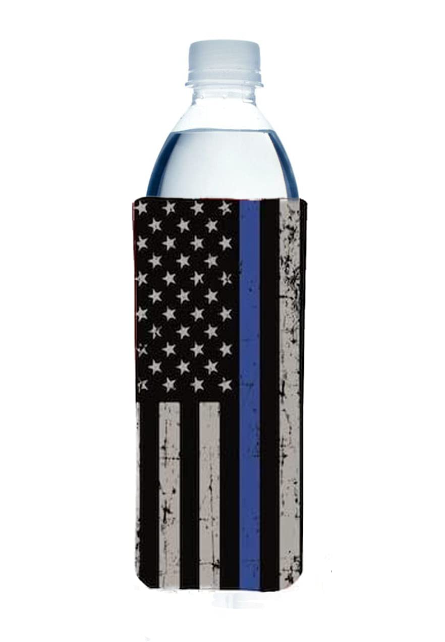 PKM - (2) Back the Blue Thin Blue Line Slim Can Cooler Sleeve - Beer Blank Skinny 12 oz Neoprene Coolie - Perfect For 12oz Red Bull, Michelob Ultra,Truly