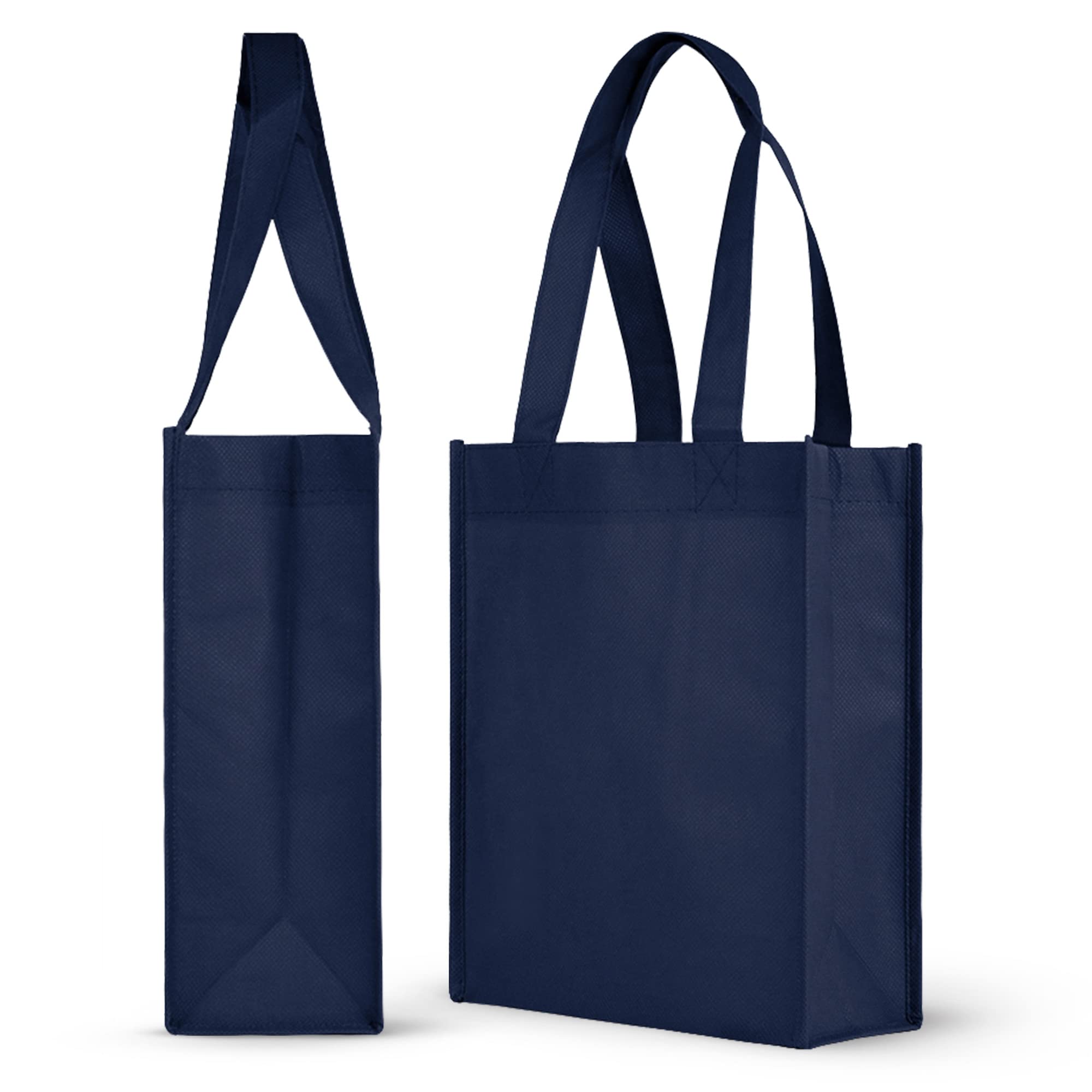 Simply Green Solutions - Plain Tote Bag, Thick Reusable Gift Bag with 16-Inch Handles, Use As Goodie Bags, Party Favor Bags, or Halloween Tote Bag, Blue Navy, Pack of 25