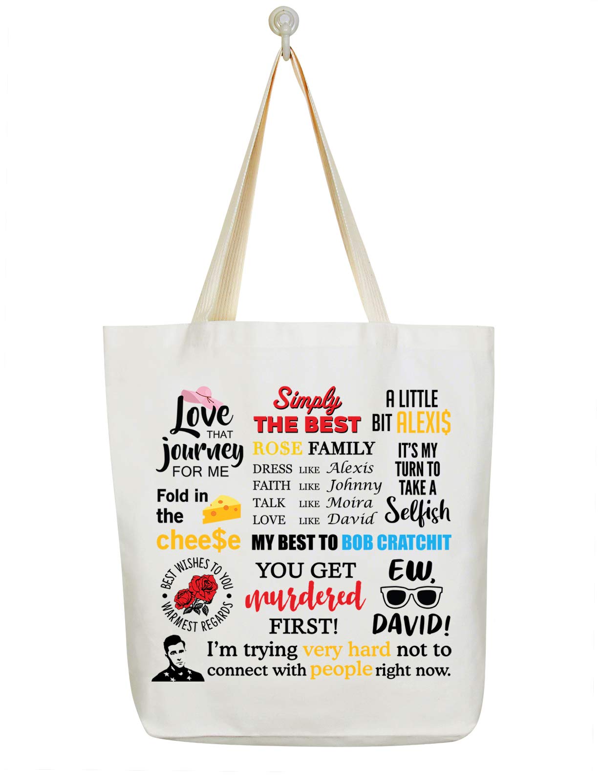 Wearuz Best Wishes Quotes Tote Bag Gifts Shopping Grocery Bag White, Large