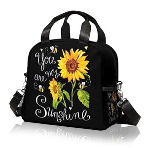 rcekvoh sunflower insulated lunch bag girls you are my sunshine gifts thermal lunch box for women portable lunch tote bag for school work with adjustable shoulder strap