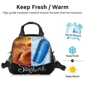 Rcekvoh Sunflower Insulated Lunch Bag Girls You are My Sunshine Gifts Thermal Lunch Box for Women Portable Lunch Tote Bag for School Work with Adjustable Shoulder Strap