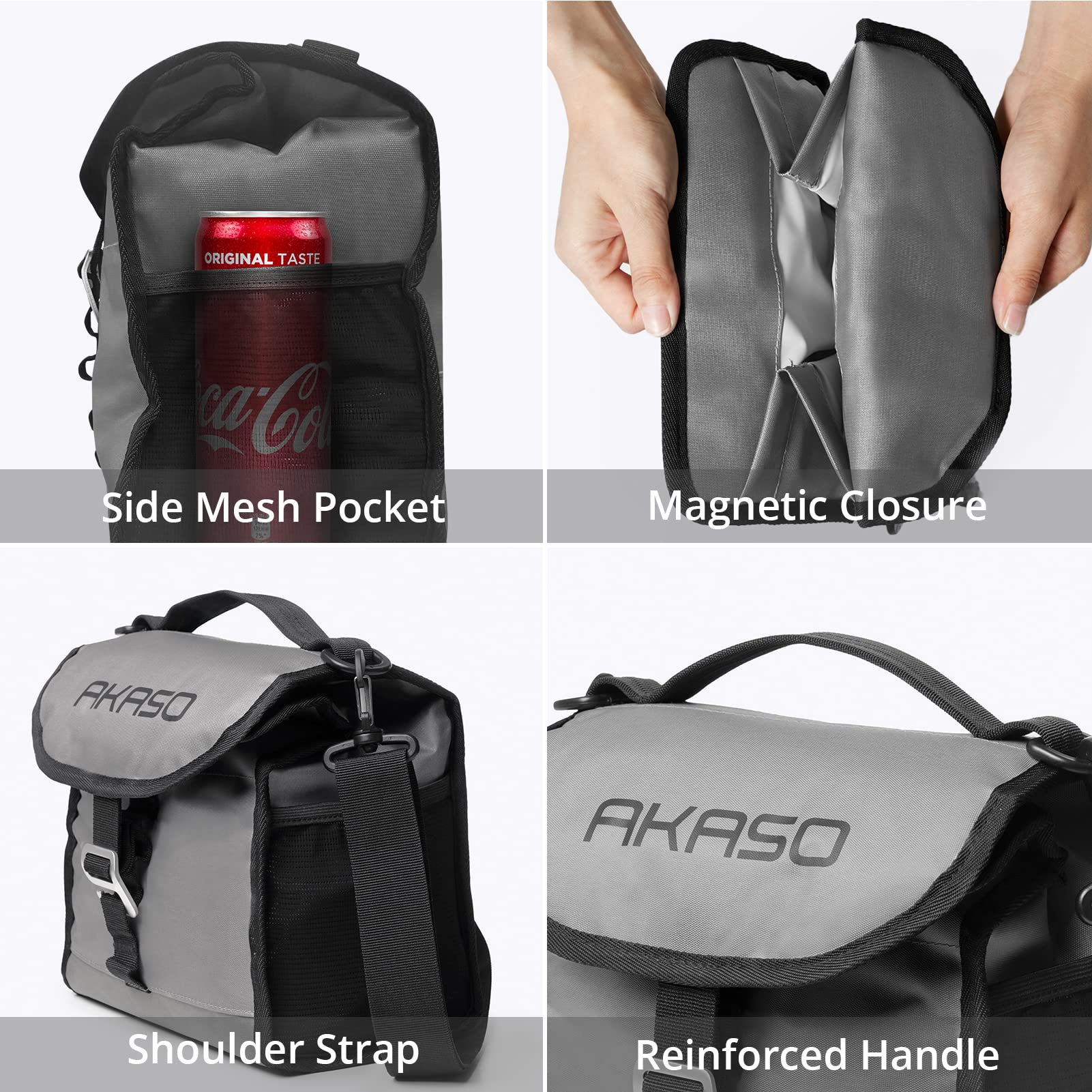 AKASO Insulated Cooler Lunch Bag Packable Lunch Box 12 Can Cooler Bag with Adjustable Shoulder Strap for Office Picnic