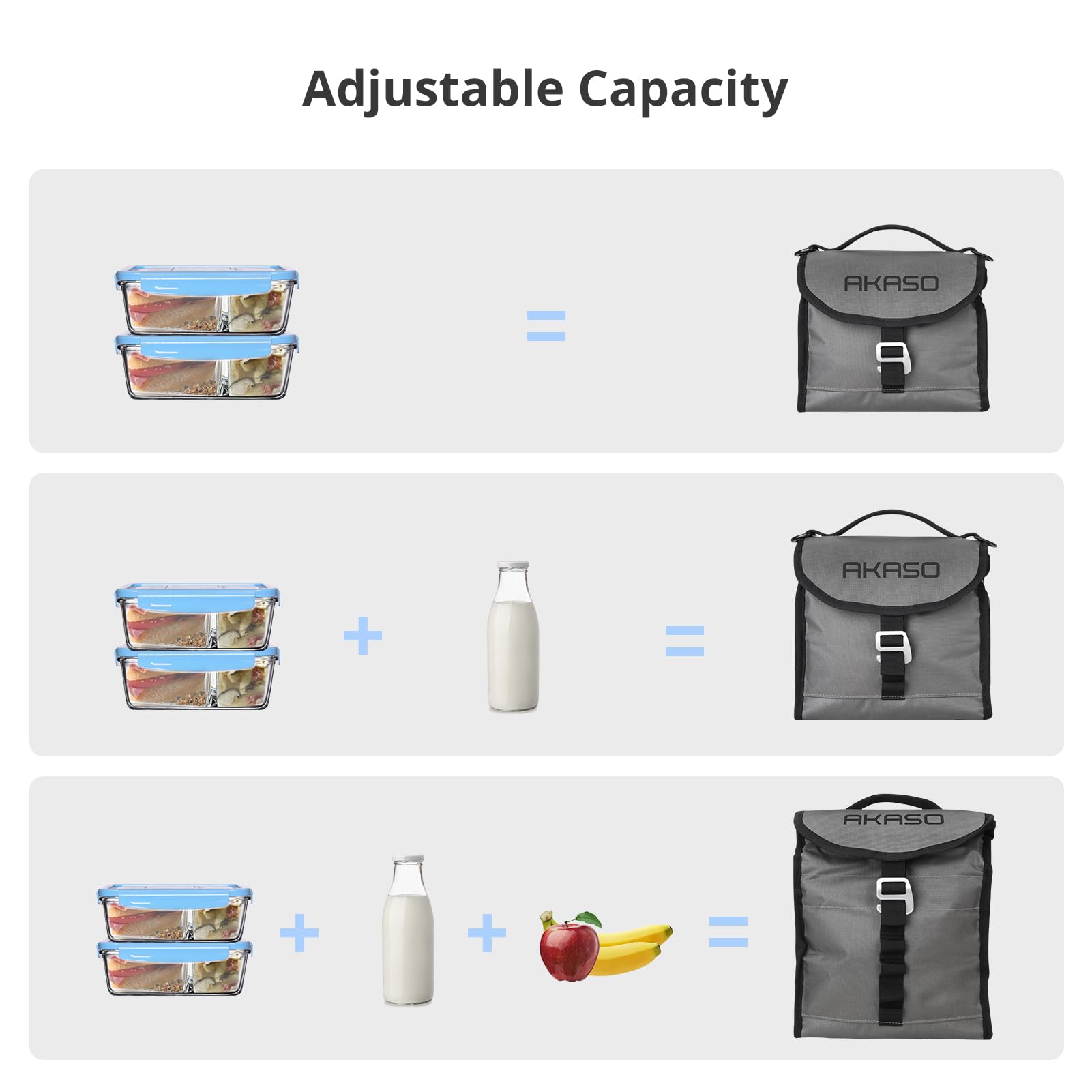 AKASO Insulated Cooler Lunch Bag Packable Lunch Box 12 Can Cooler Bag with Adjustable Shoulder Strap for Office Picnic