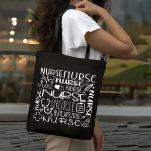 SAUIVD Nurse Canvas Tote Bag Nursing Student RN Registered Gifts Shoulder Shopping Reusable Cotton Canvas Tote Bag